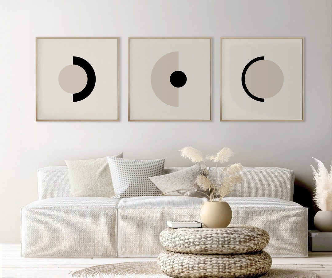 Mid Century Geometric Forms Printable Poster in Beige Tone, Modern ...