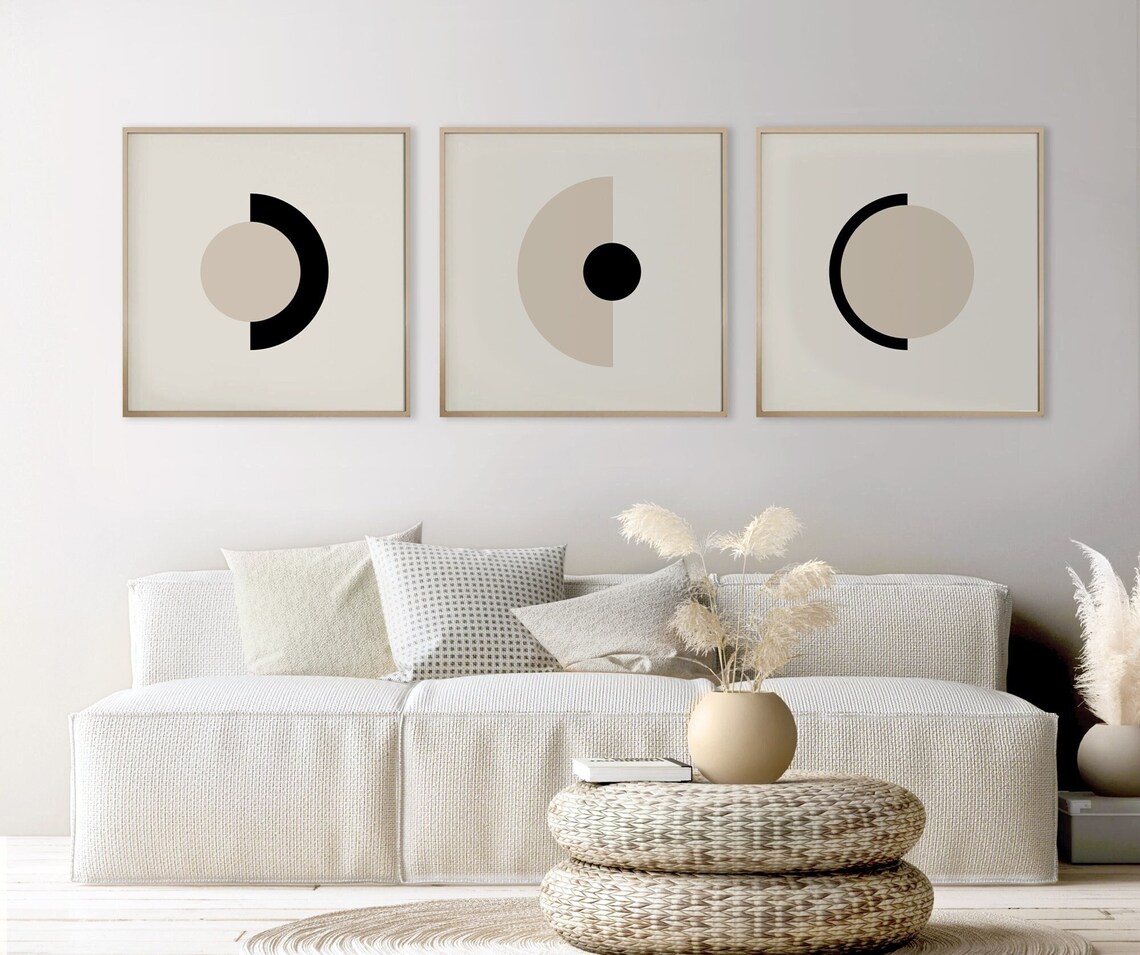 Mid Century Geometric Forms Printable Poster in Beige Tone, Modern ...