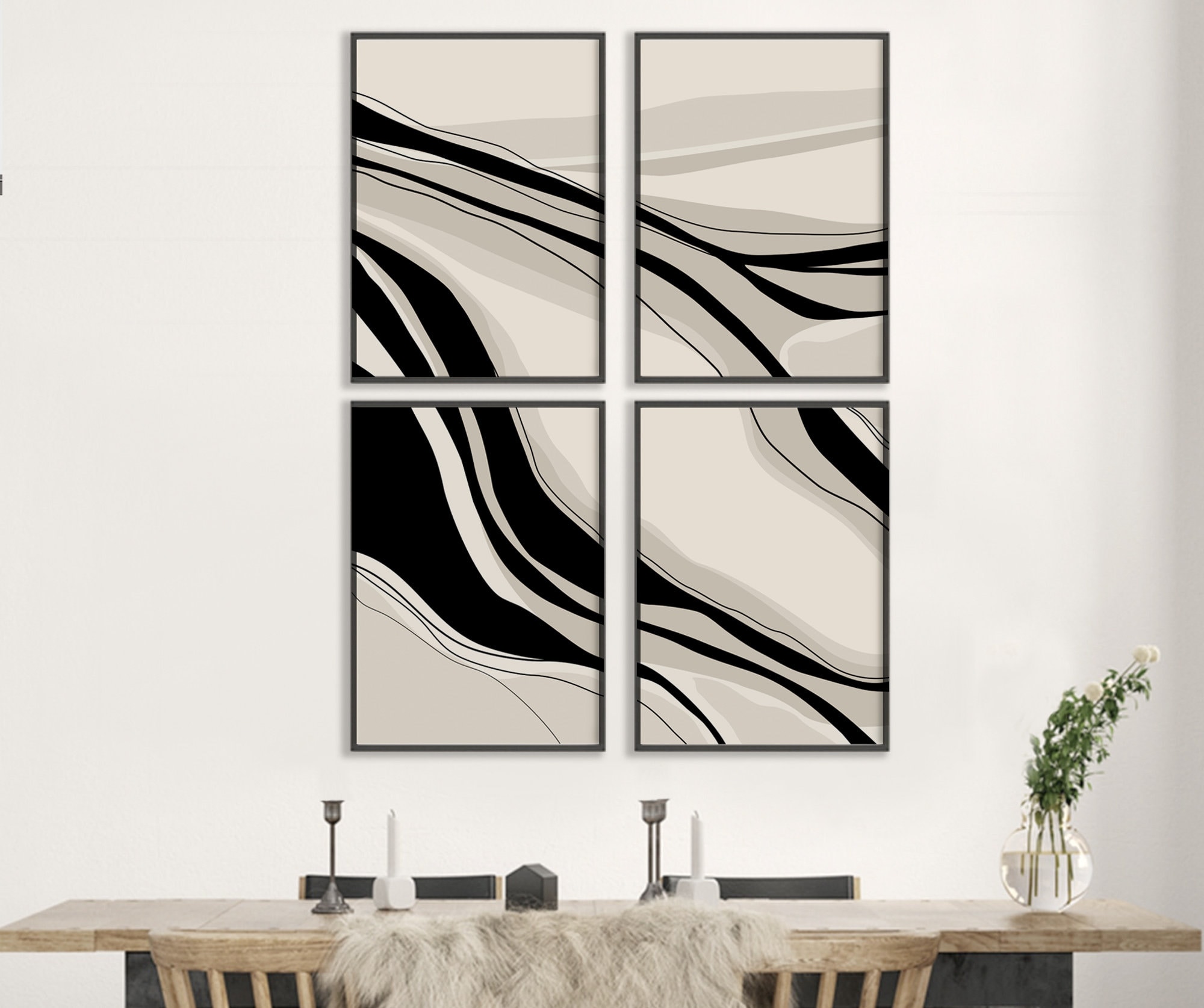Lines and Shapes Poster Set Download, Simple Abstract Printable Wall ...
