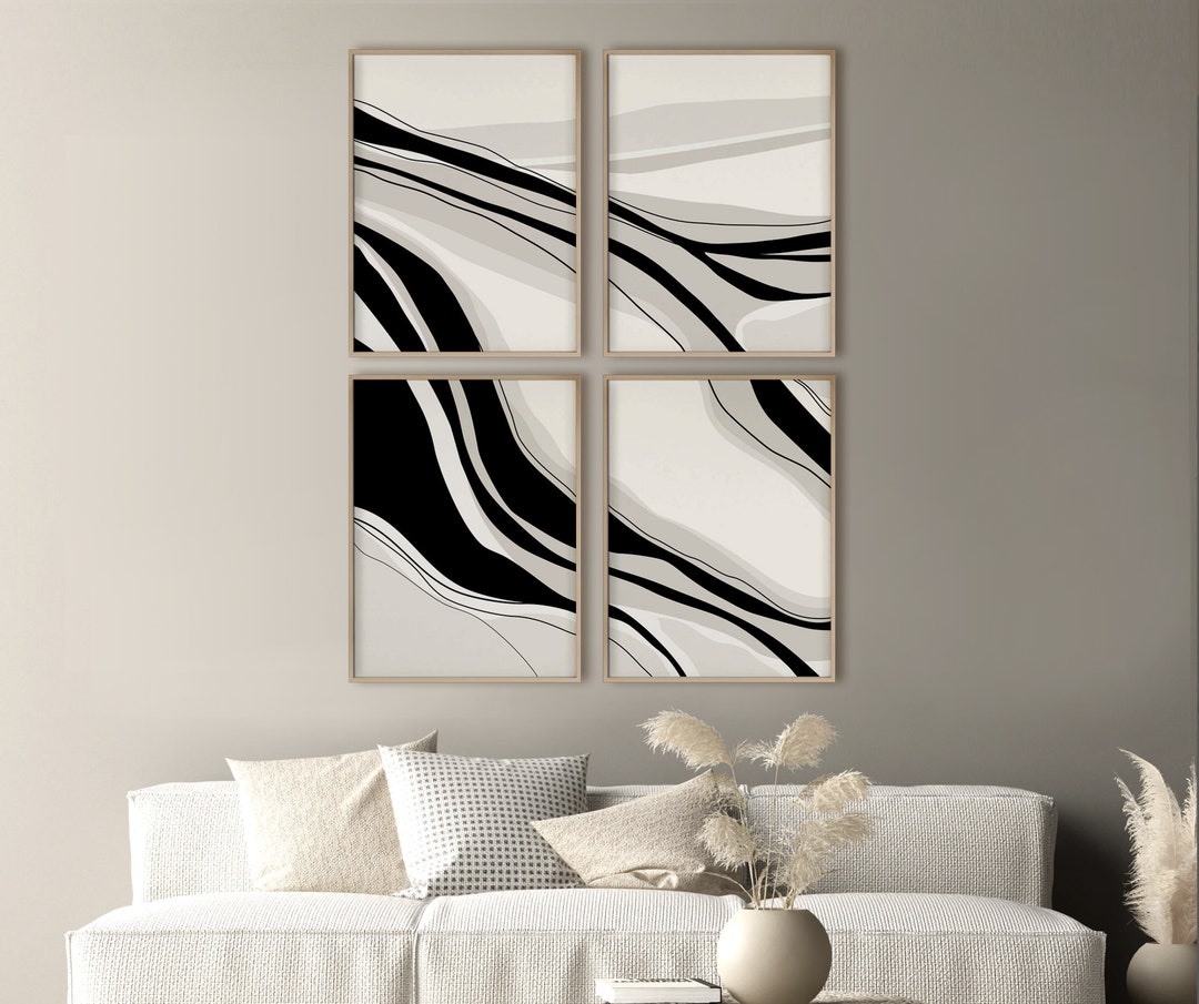 Lines and Shapes Poster Set Download, Simple Abstract Printable Wall ...