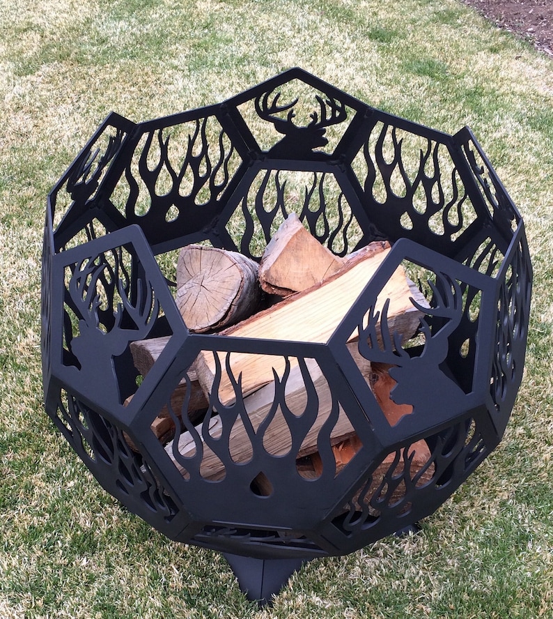 Geodesic Dome Fire Pit DXF: Deer, Elk, Flame Panels (digital Download ...