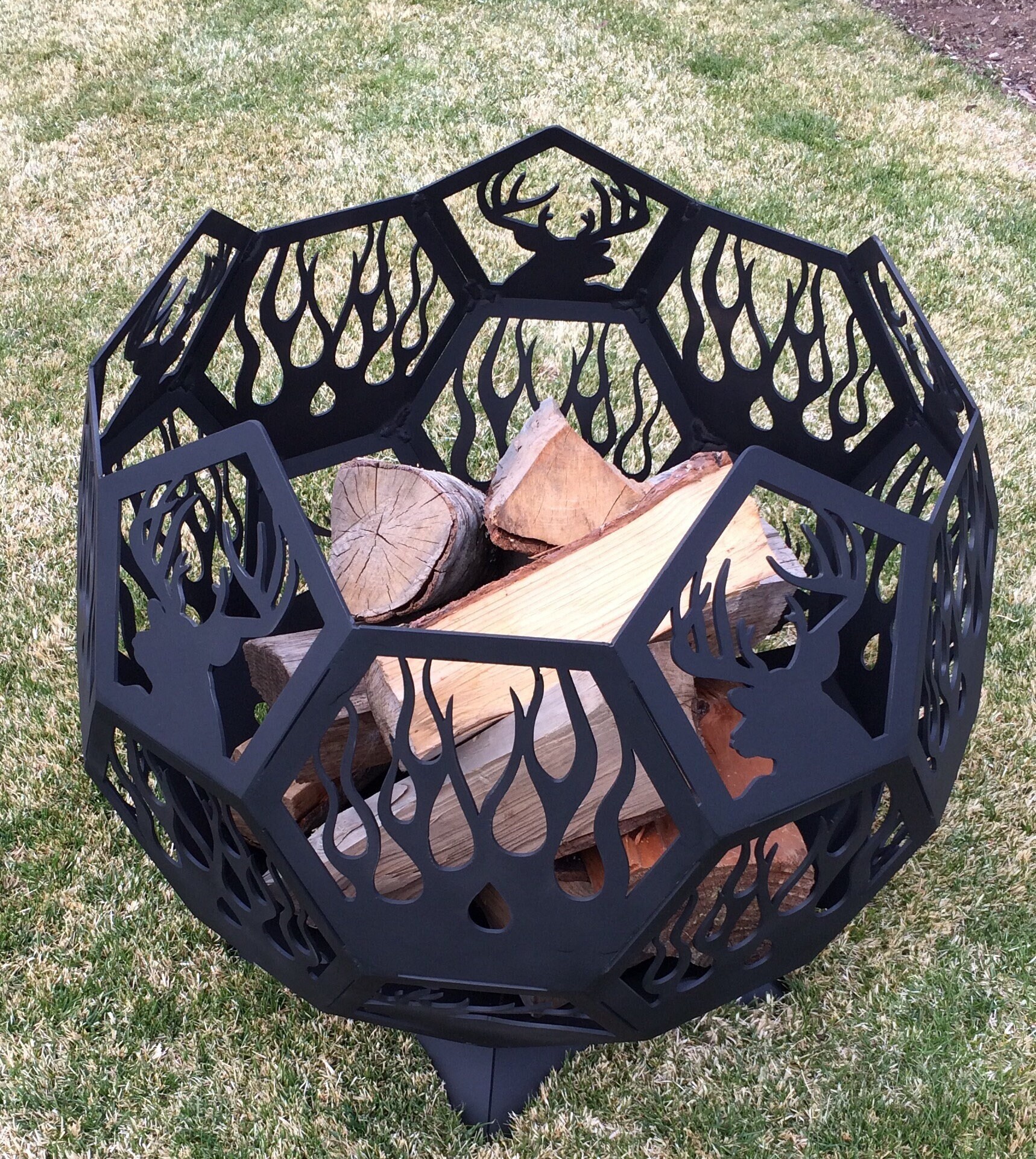 Geodesic Dome Fire Pit DXF: Deer, Elk, Flame Panels (digital Download ...