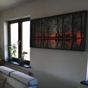 Light Wall Art Decor Sunset View Lake 3D Led Light Remote - Etsy