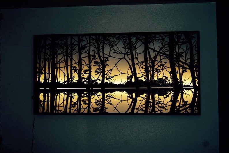 Light Wall Art Decor Sunset View Lake 3D Led Light Remote - Etsy