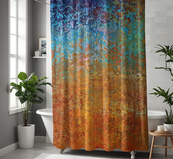 Teal and tan shower curtain store