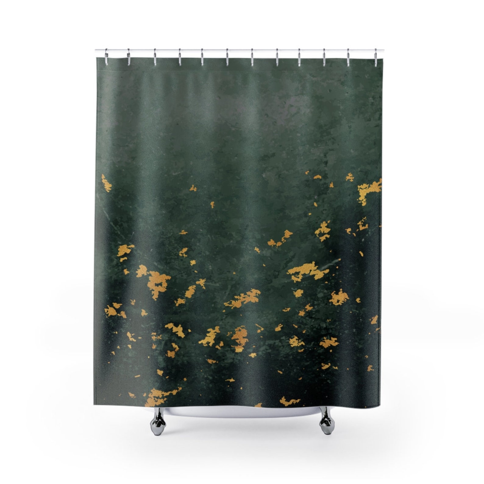 Abstract Green Gray Ombré and Gold Shower Curtain Set | Etsy