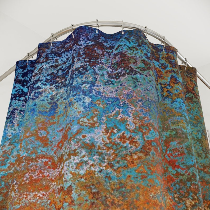 Southwestern Colors Shower Curtain Abstract Art In Turquoise Etsy