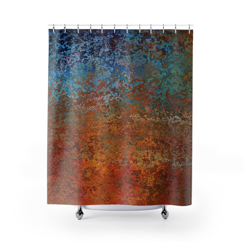 Southwestern Colors Shower Curtain Abstract Art In Turquoise Etsy