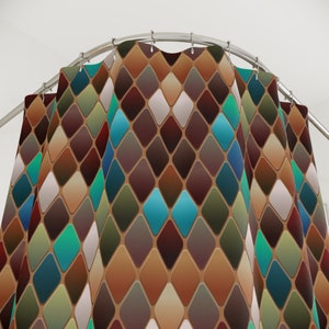 Diamond Pattern Mosaic Shower Curtain Set in Moroccan Colors - Etsy