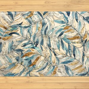 Abstract Watercolor Leaf Rug 2x3, 3x5, 4x6, 5x7 Boho, Coastal or ...