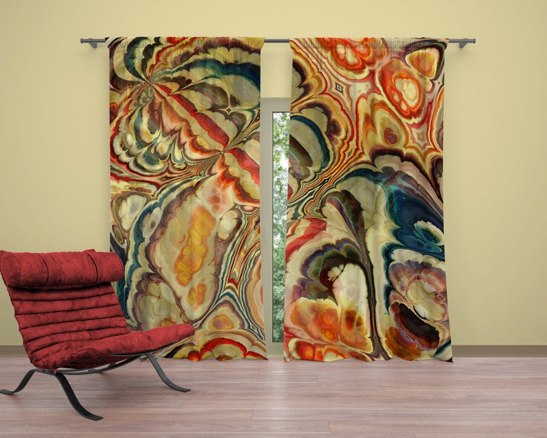 Abstract art curtains Vintage style Bold multi color Baroque | Etsy