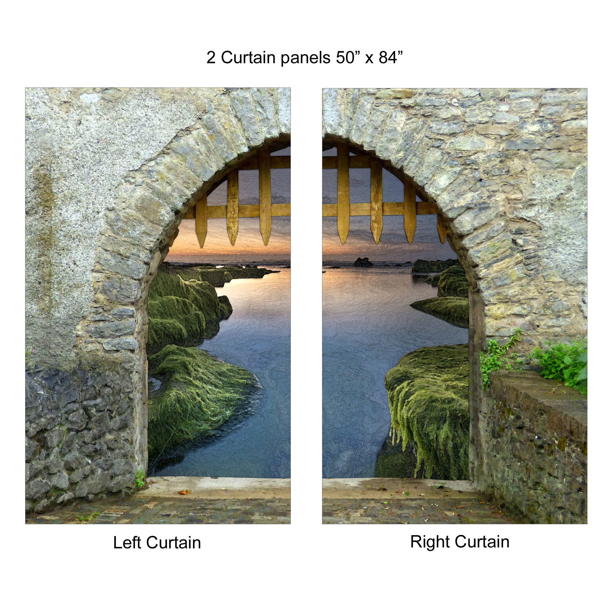 Trompe L'oeil Curtains Medieval Castle Portcullis View - Etsy Ireland