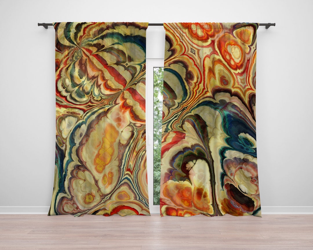Baroque Art Curtains, Vintage Style, Bold Multi Color Abstract Rod ...
