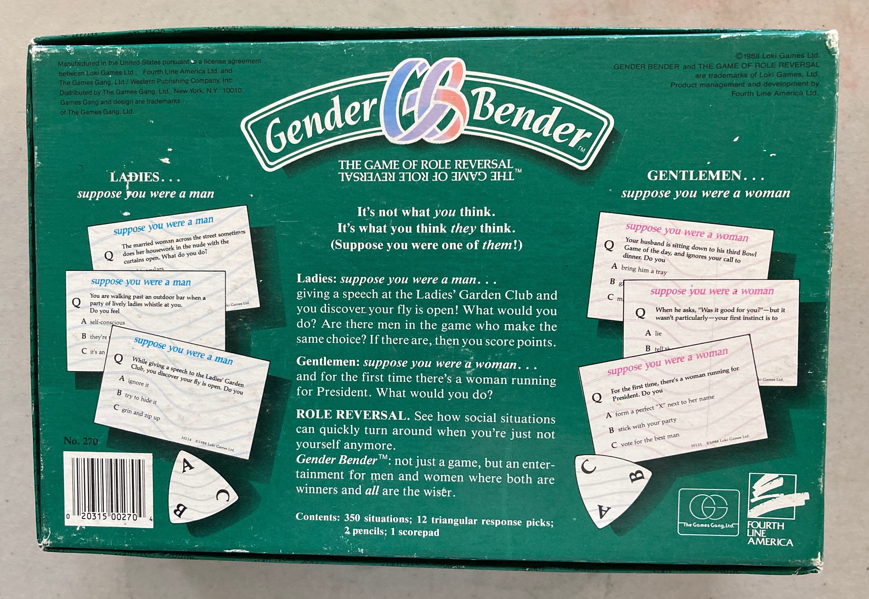Vintage 1989 GENDER BENDER GAME by The Game Gang Ltd | Etsy
