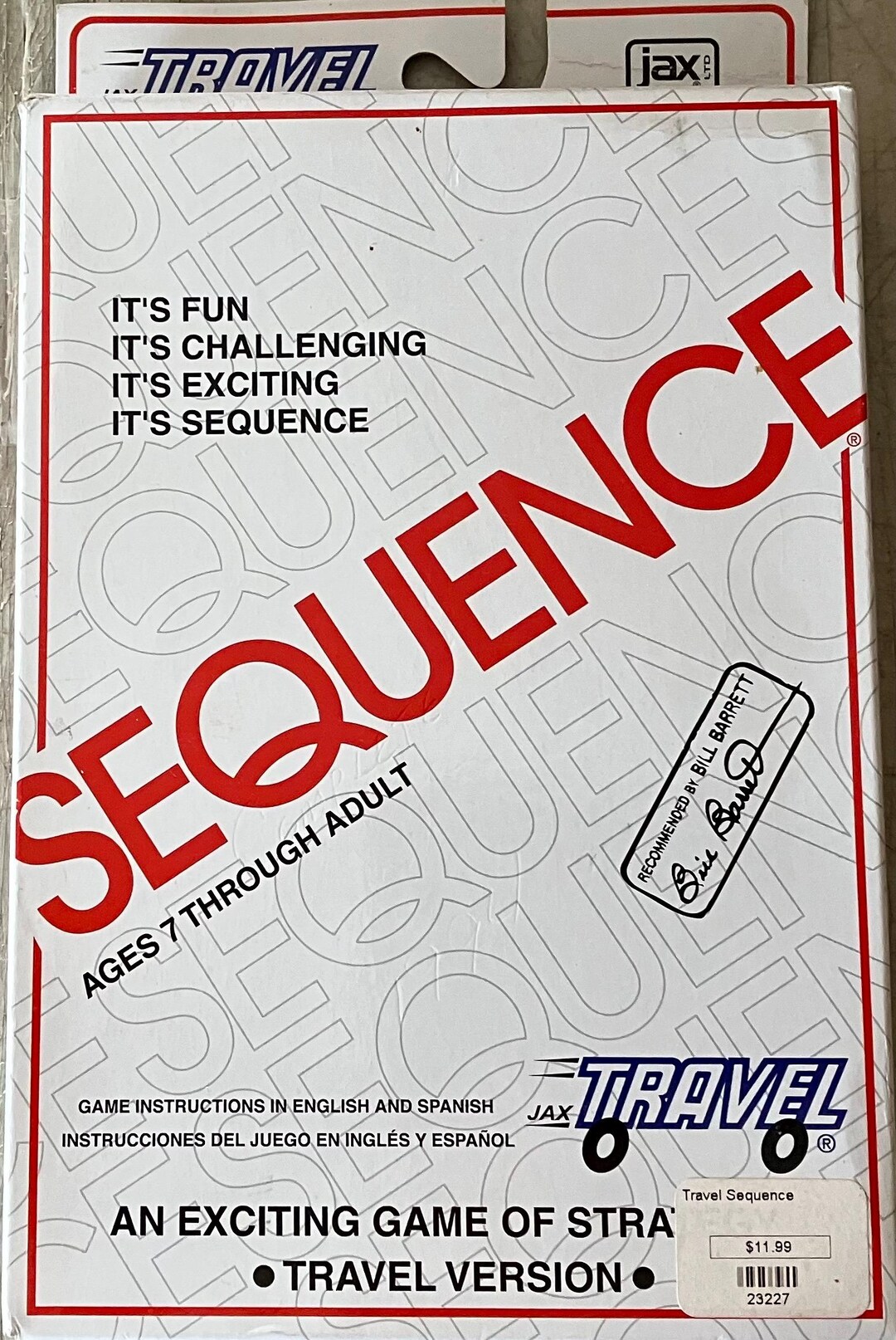 Vintage 1994 Travel Edition SEQUENCE Game by Jax Ltd - Etsy