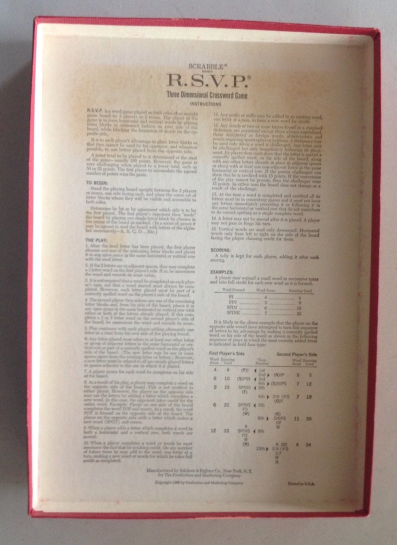 Vintage 1966 RSVP GAME by Selchow and Righter - Etsy