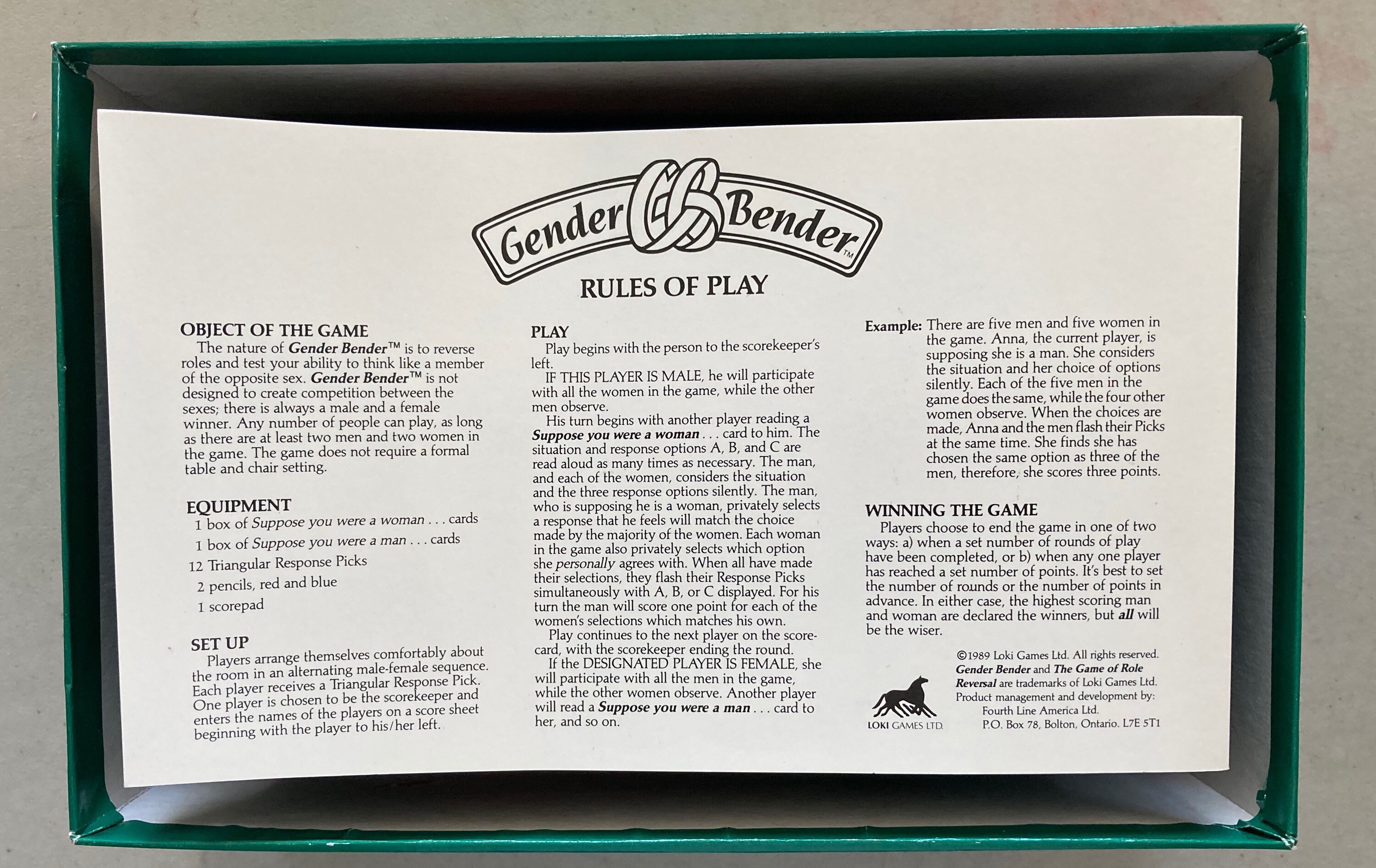 Vintage 1989 GENDER BENDER GAME by The Game Gang Ltd | Etsy
