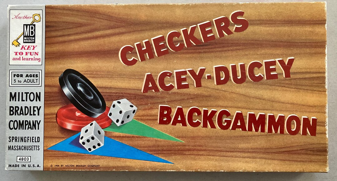 Vintage 1958 CHECKERS ACEY Ducey and BACKGAMMON Game by Milton Bradley ...