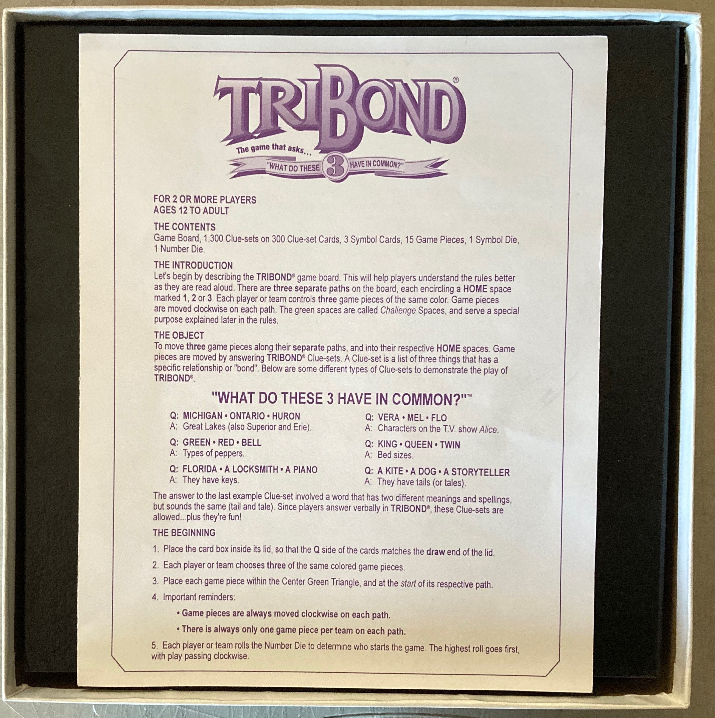 Vintage 1995 TRI-BOND GAME by Patch Products Inc | Etsy