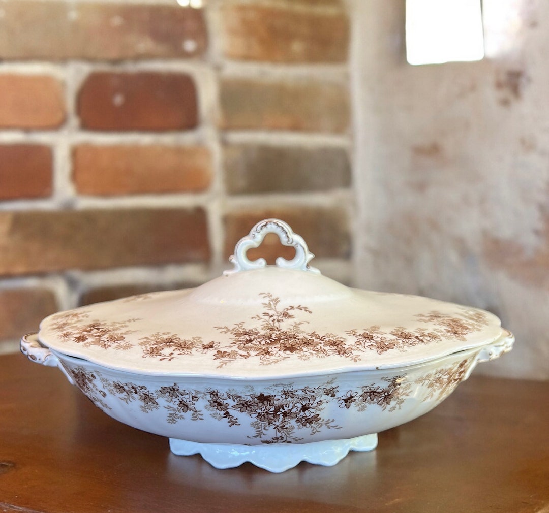 Vintage Alfred Meakin Tureen Covered Dish With Handles & Lid Brown and ...