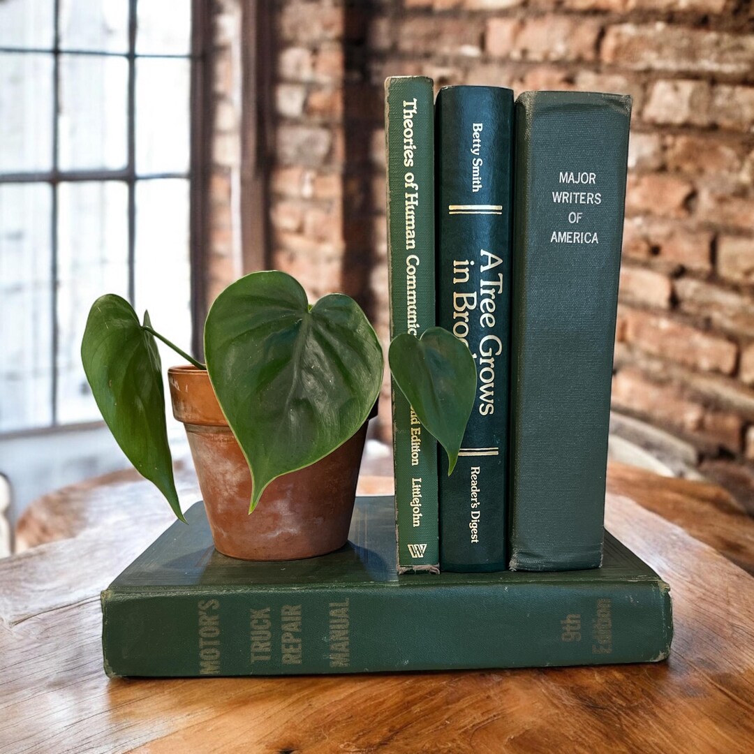 Green Book Set, Green Book Stack, Green Books for Decor, Vintage Book ...
