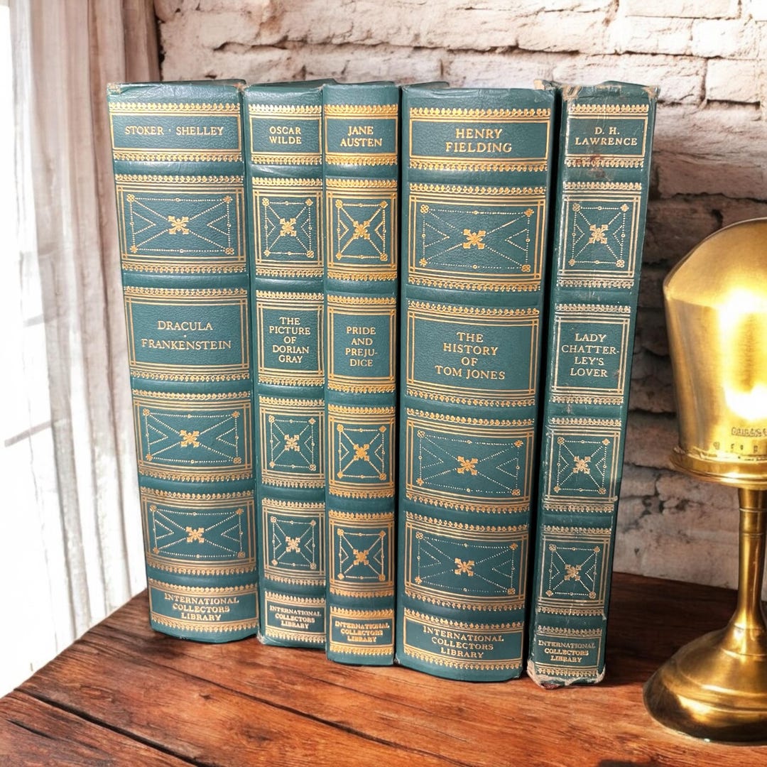 Green Book Set, Green Book Stack, Green Books for Decor, Vintage Book ...