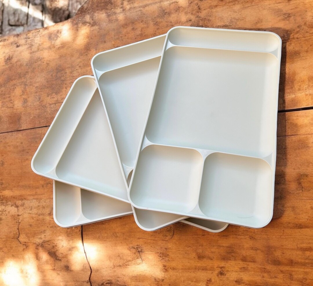 Vintage Tupperware Dining Trays Set of 4 Almond Color 1535, Divided ...