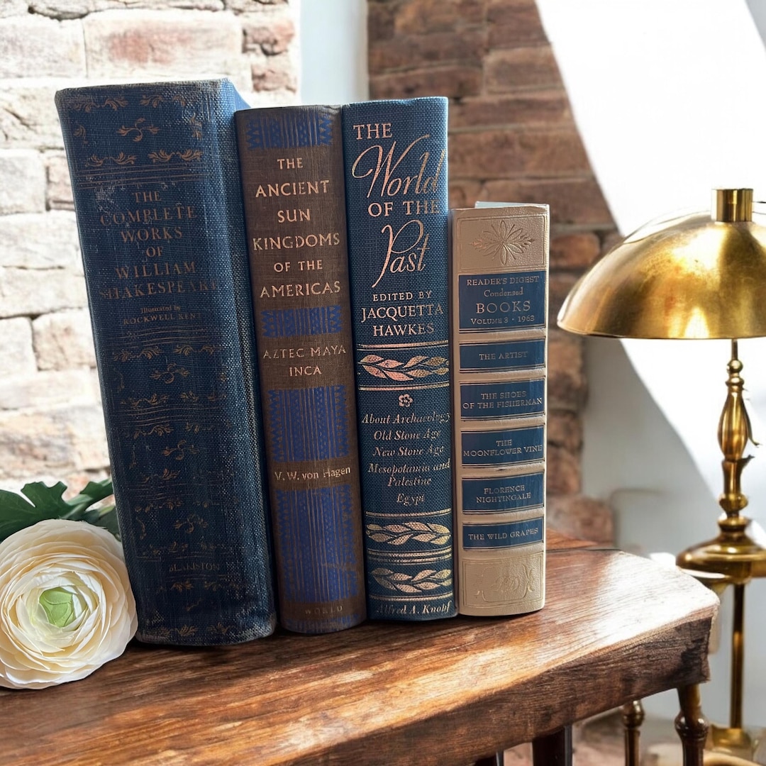 Vintage Book Stack Set of Curated Aesthetic Decor Instant Vintage Book ...