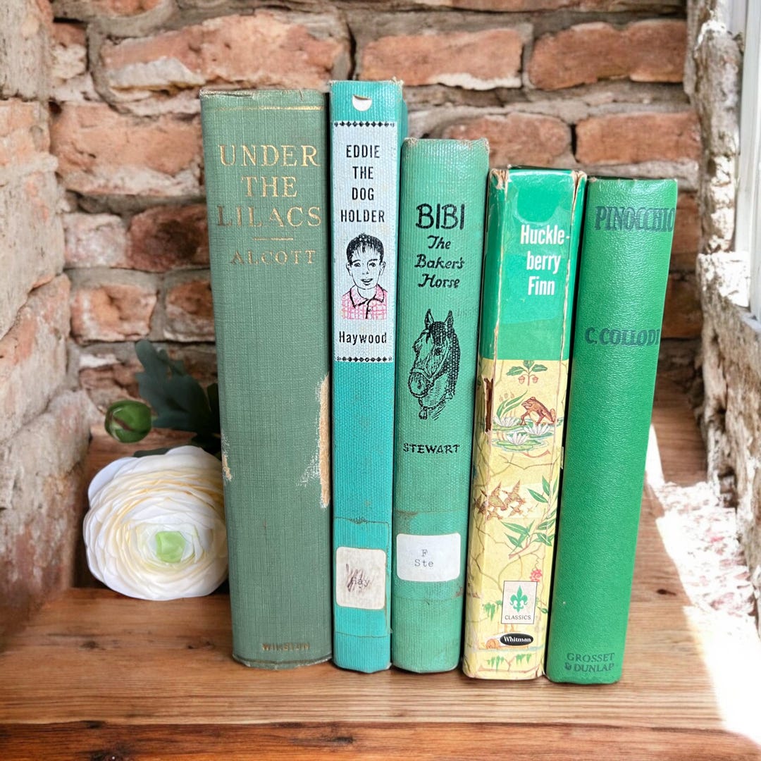 Green Book Set, Green Book Stack, Green Books for Decor, Vintage Book ...