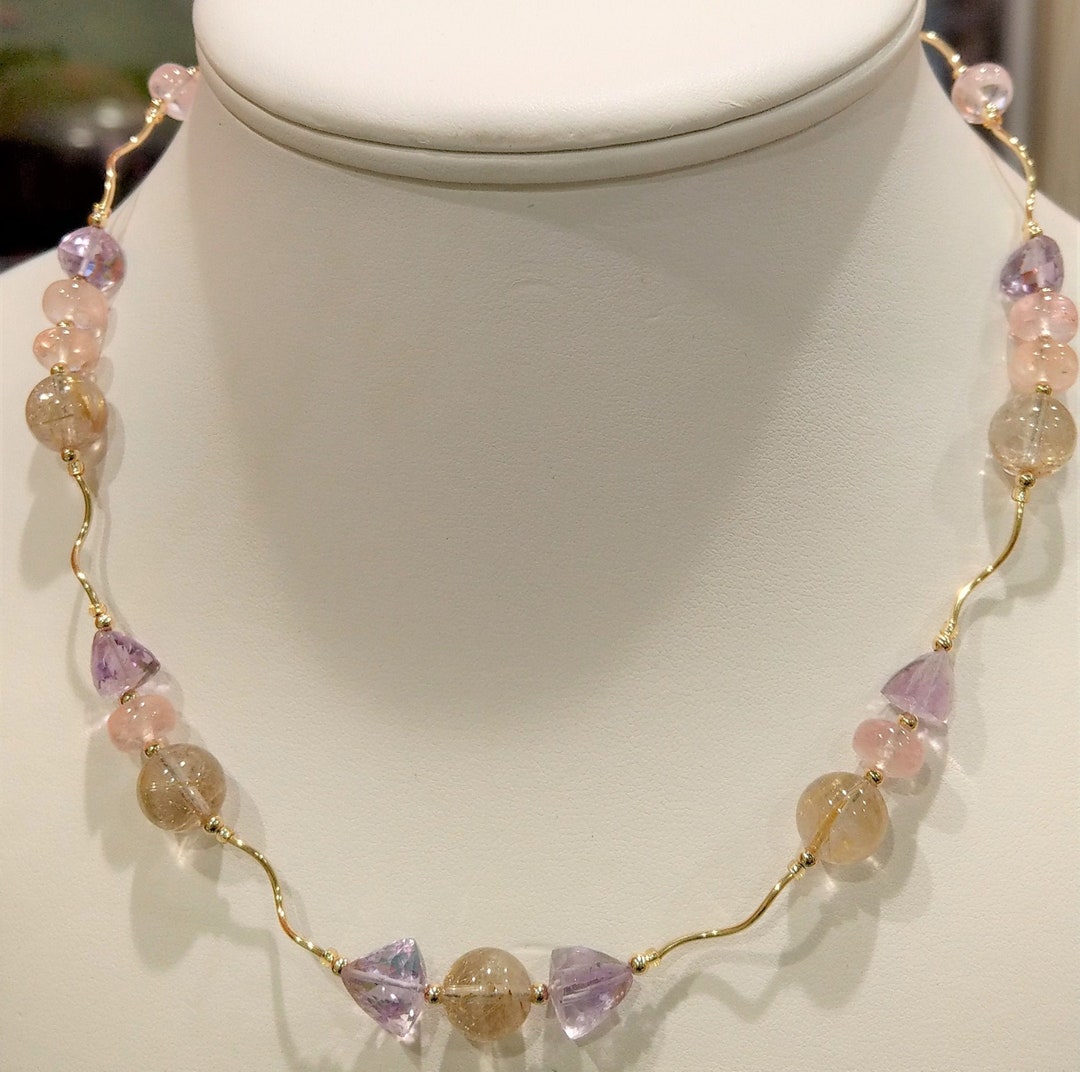 Smooth and Sparkly Pastels - Amethyst, Rutilated Quartz and Morganite ...