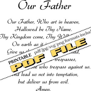Digital OUR FATHER Prayer Script Style Sheet Page, Downloadable Pdf ...