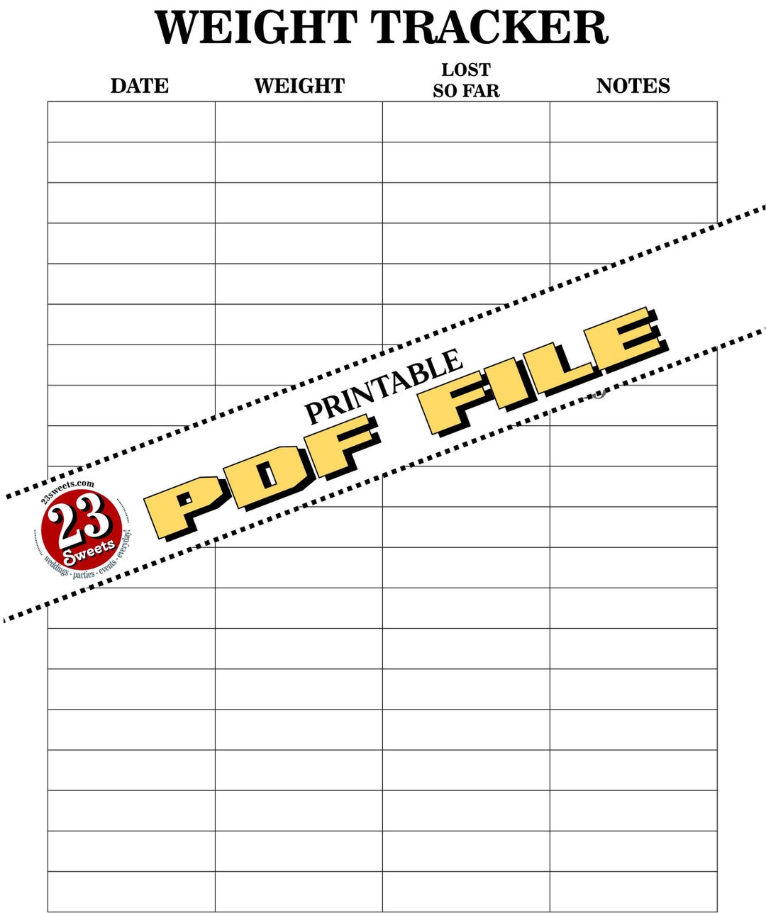 Weight Loss Tracker: Printable Diet Progress Chart (PDF Download ...