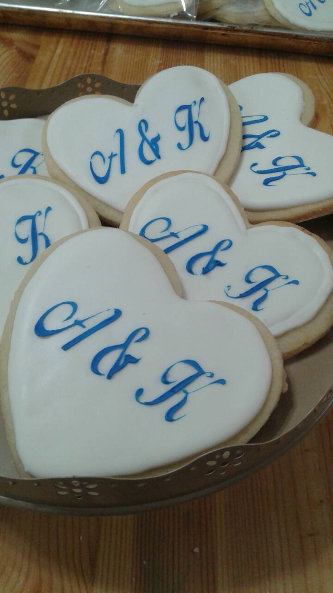 Decorated Cookies: Custom Initial Heart Cookies, Wedding Favors (1 ...