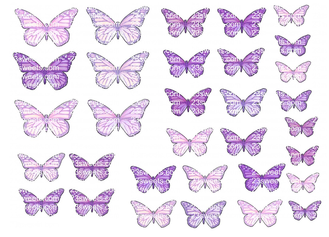 Edible Lavender Butterflies: Purple Wafer Paper Cake Toppers (32 Pre ...