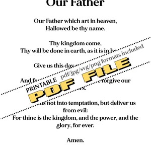 Digital OUR FATHER Prayer Sheet KJV Page, Downloadable Pdf File, Jpg ...
