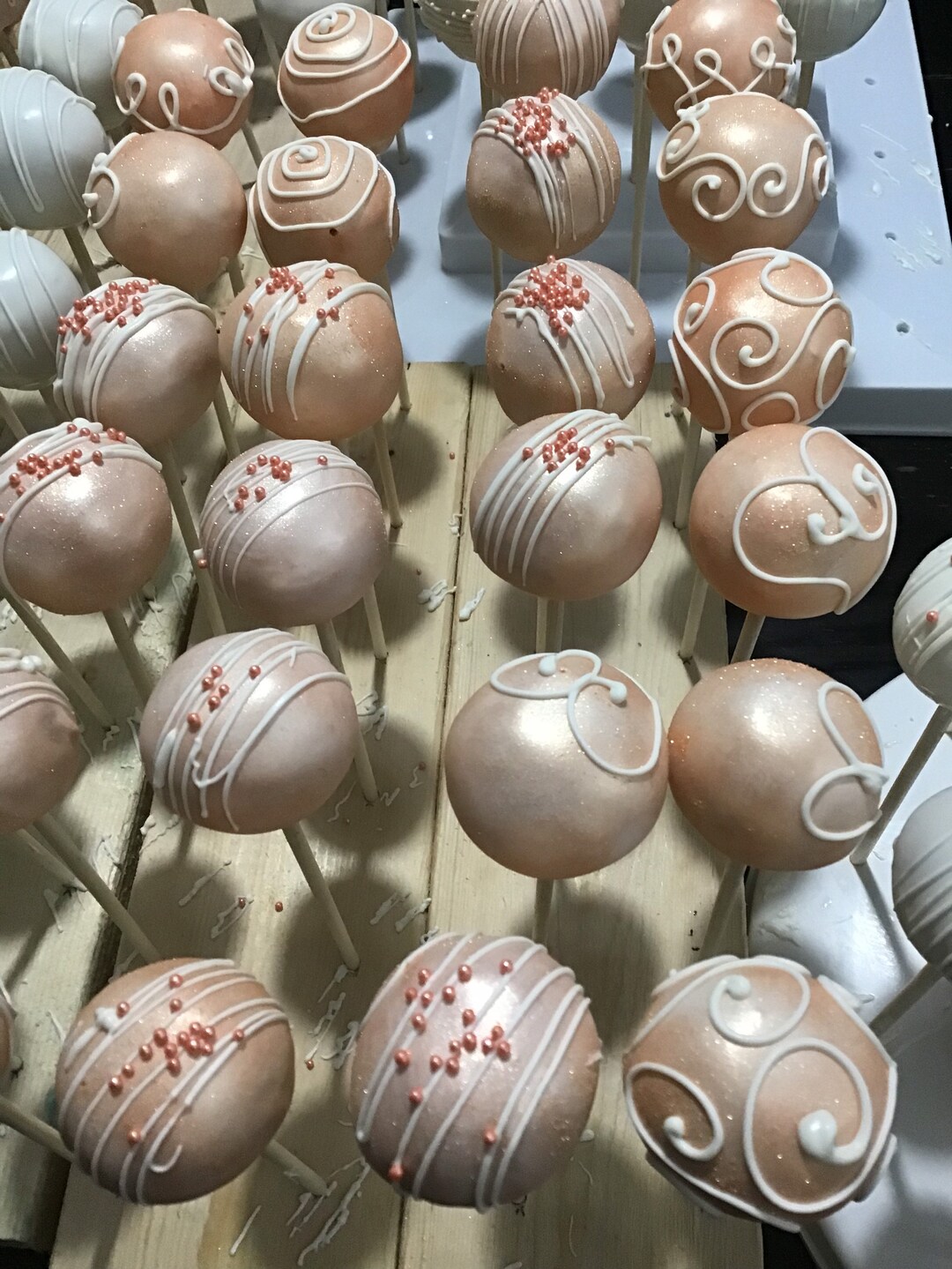 Cakepops, Gourmet 1 Dozen, Rose Gold Cake Pops: Homemade Wedding Favors ...