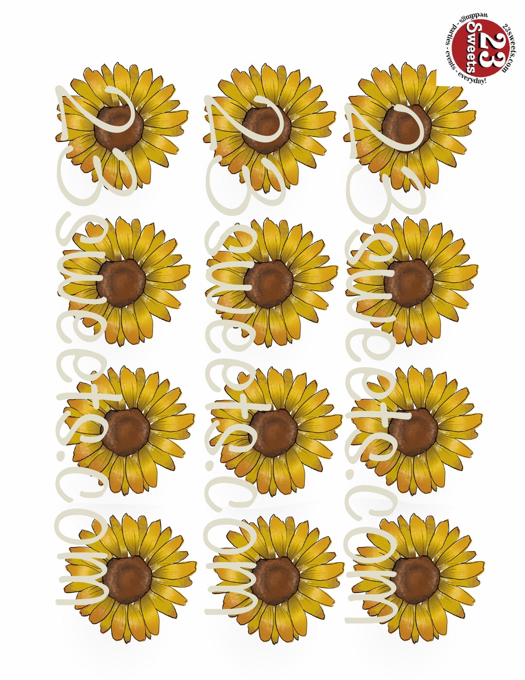 Sunflower Edible Image: 3" Cookies, Cakes, Cupcakes (12 Pcs) - Etsy