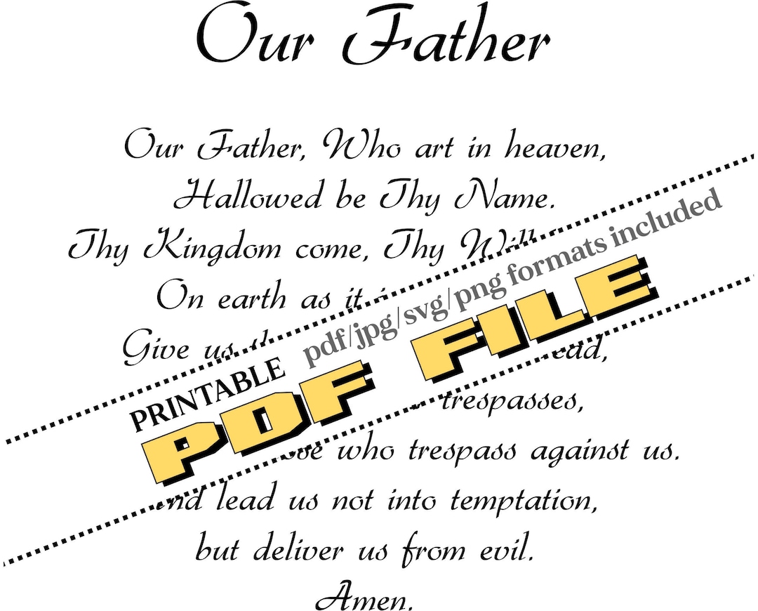 Digital OUR FATHER Prayer Script Style Sheet Page, Downloadable Pdf ...