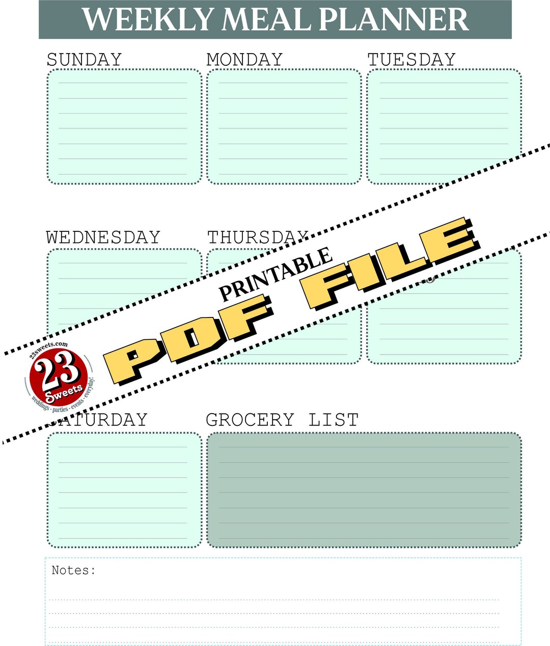 Digital Weekly Meal Planner Sheet Page, Downloadable Pdf File, Pdf File ...