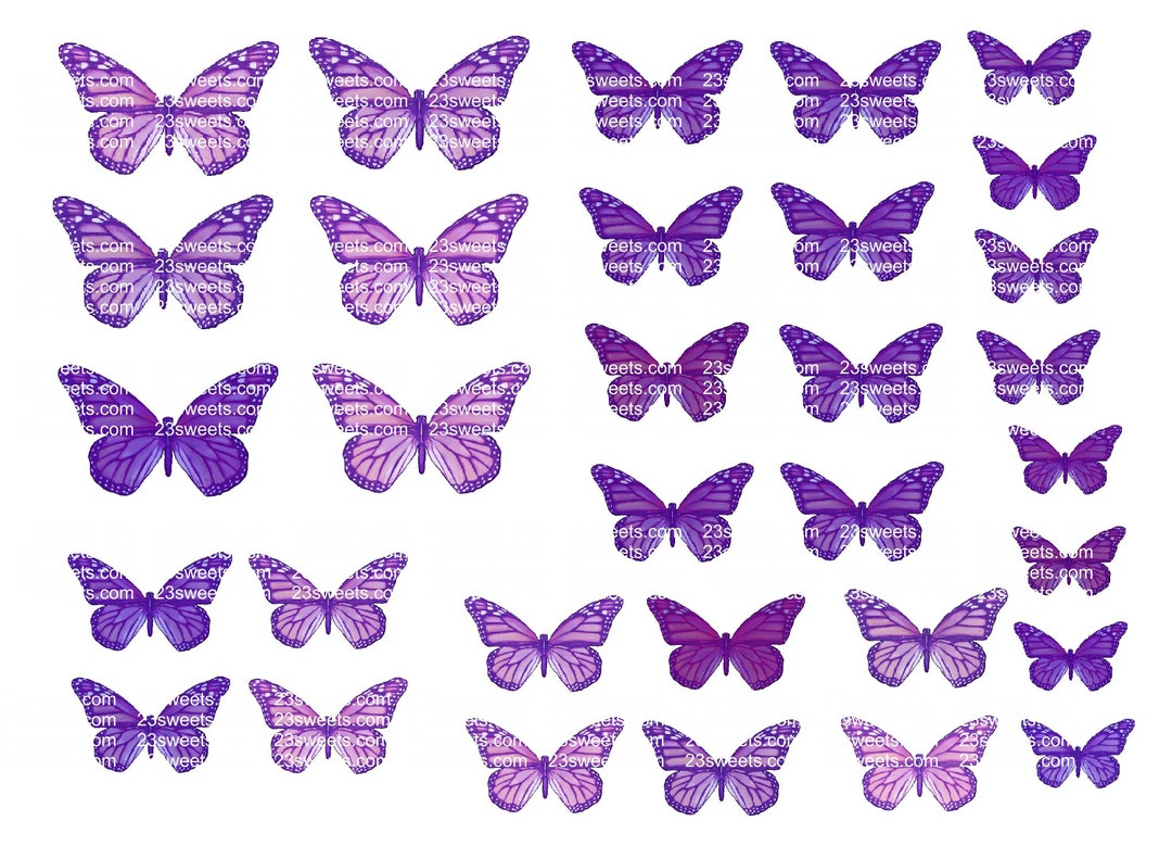 32 Edible Purple Wafer Paper Butterflies: Cake Cupcake Toppers - Etsy