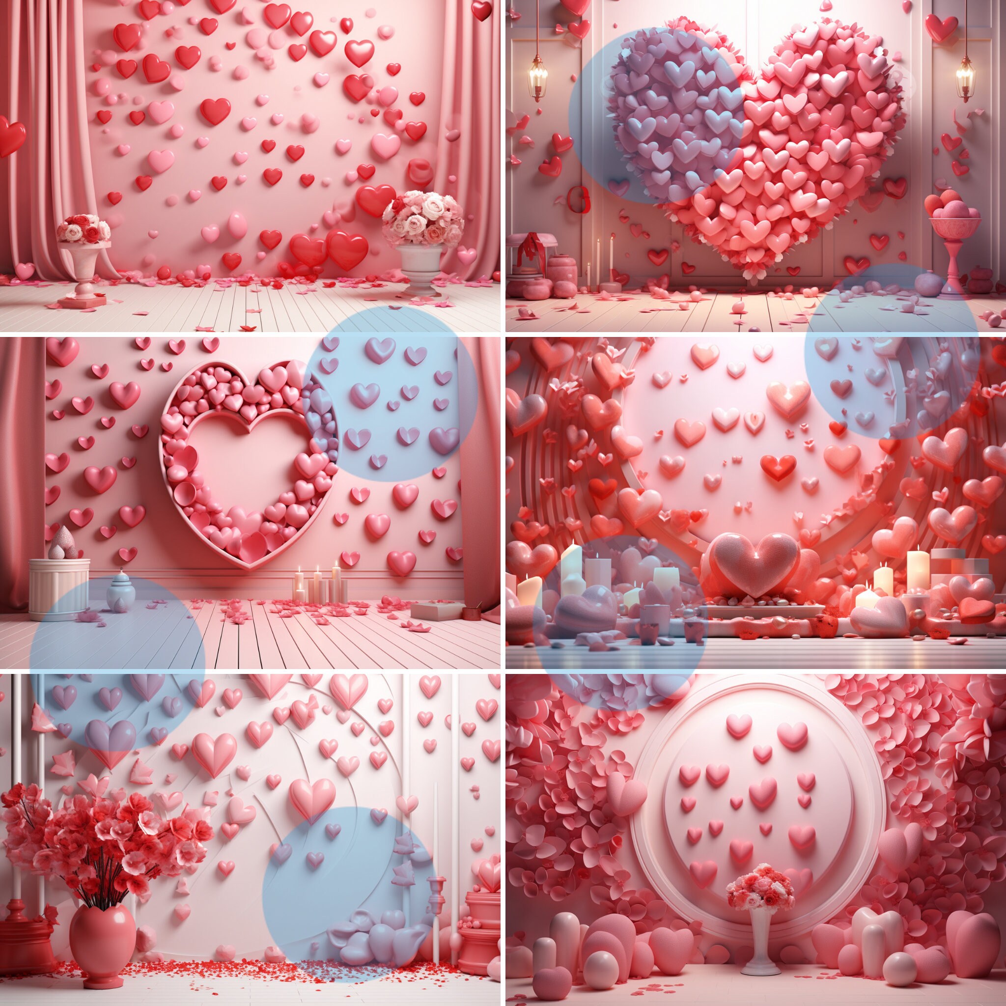 Heart Backdrop, Decorated Wall Backdrop, Valentines Overlay ...