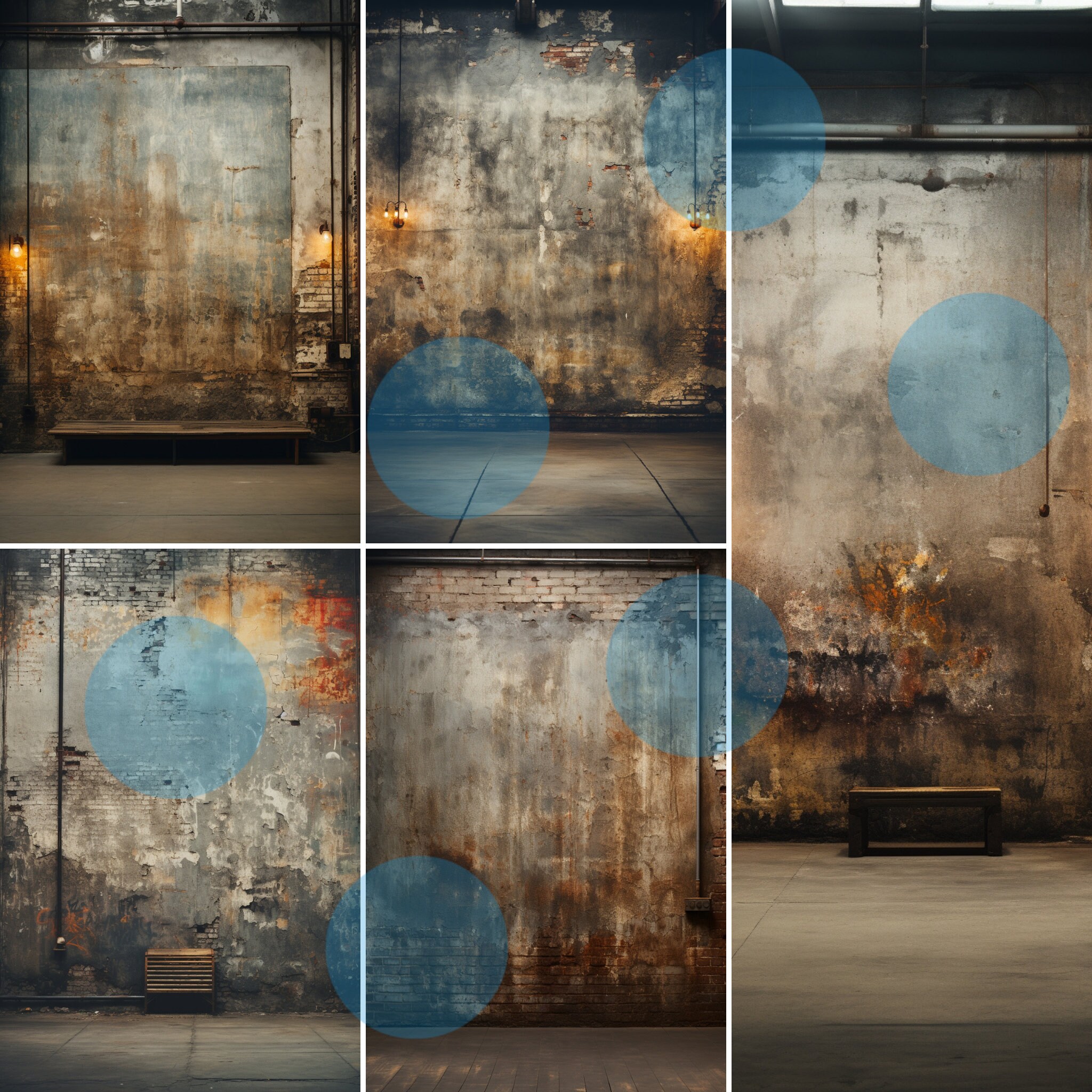 Aged Warehouse Backdrops Mock up - Photoshop Backdrop - Studio Backdrop ...