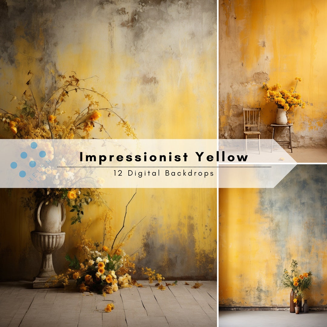 Impressionist Yellow Backdrops Mock up - Photoshop Backdrop - Model ...