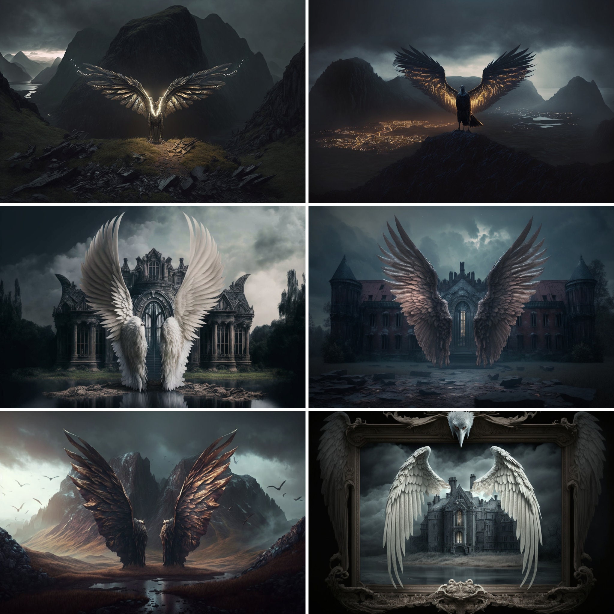 16 Dark Gothic Angel Wings Photo Backdrops Digital Downloads - Etsy
