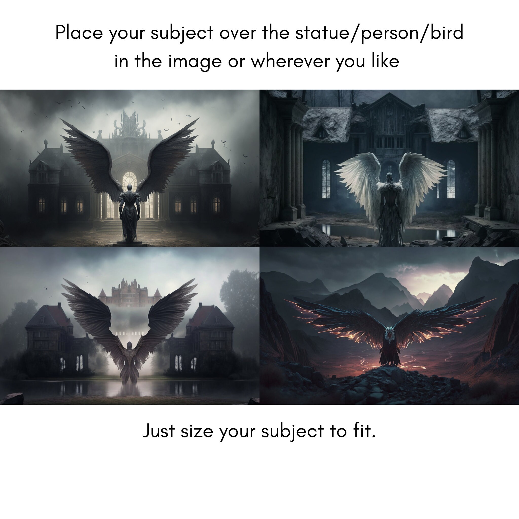 16 Dark Gothic Angel Wings Photo Backdrops Digital Downloads - Etsy