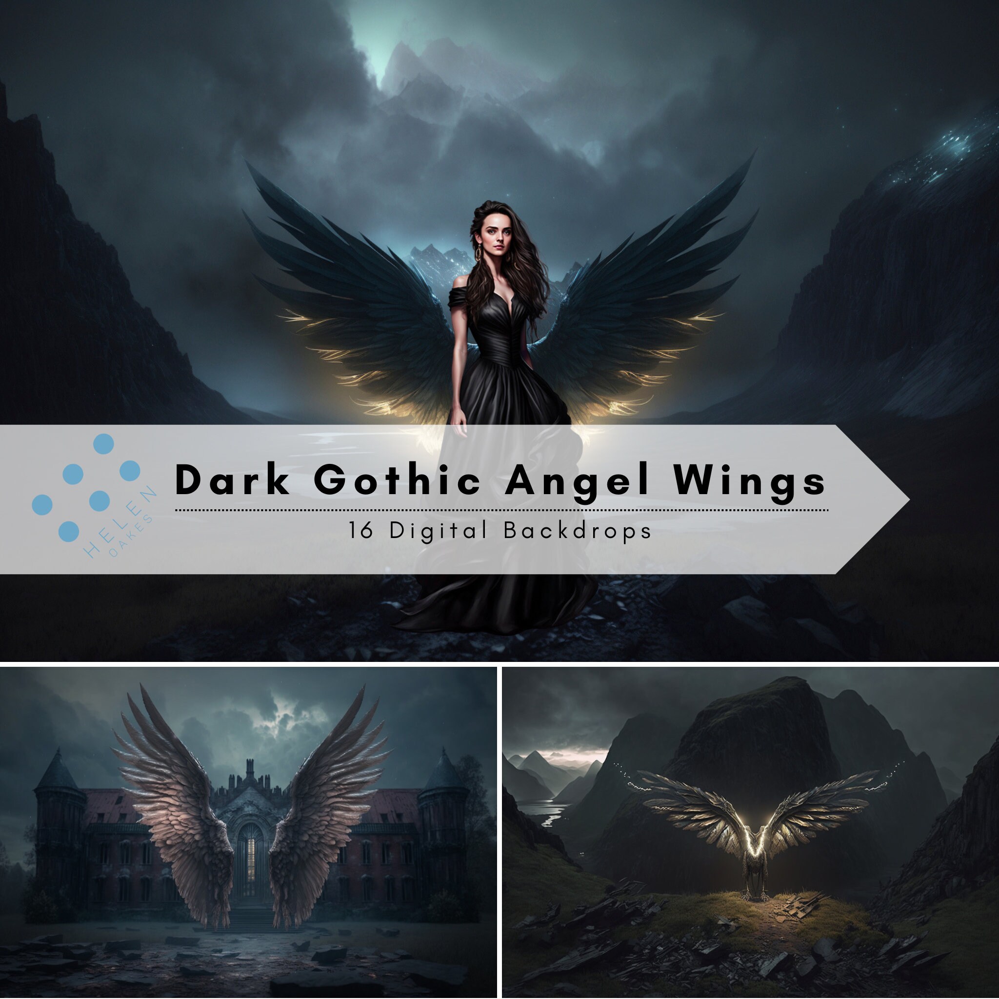 16 Dark Gothic Angel Wings Photo Backdrops Digital Downloads - Etsy