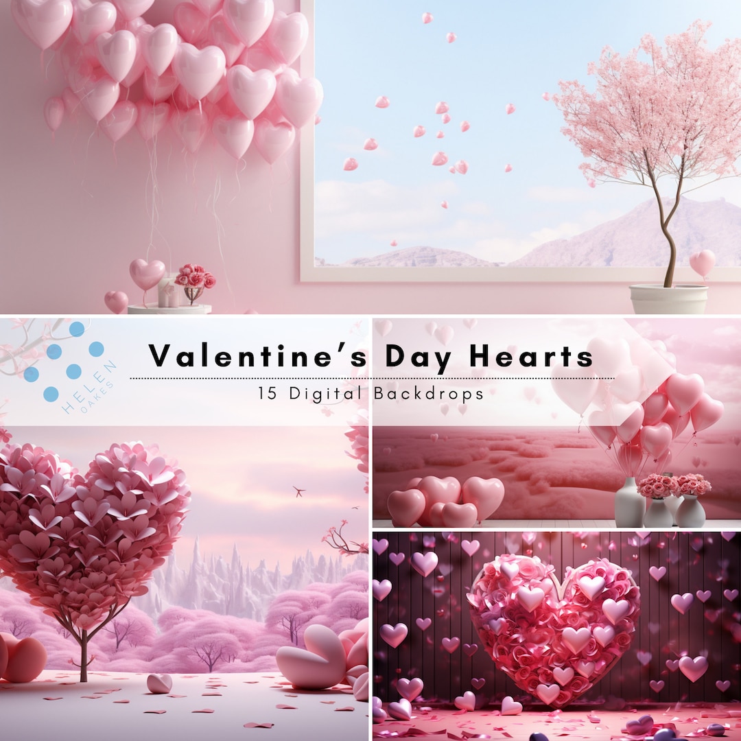 Heart Backdrop, Decorated Wall Backdrop, Valentines Overlay ...