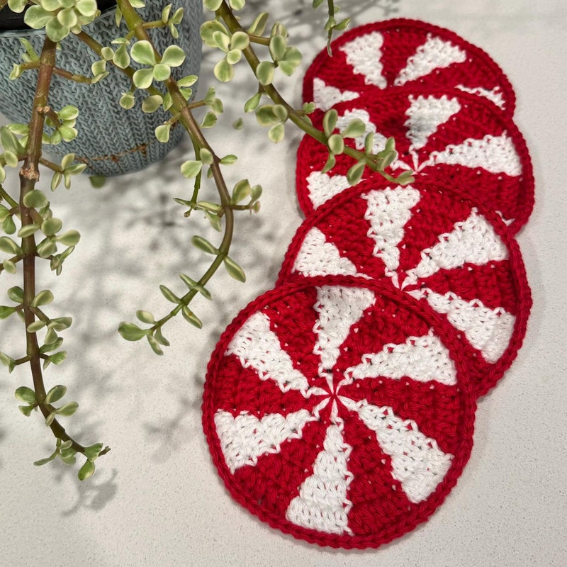 Peppermint Coasters - Etsy