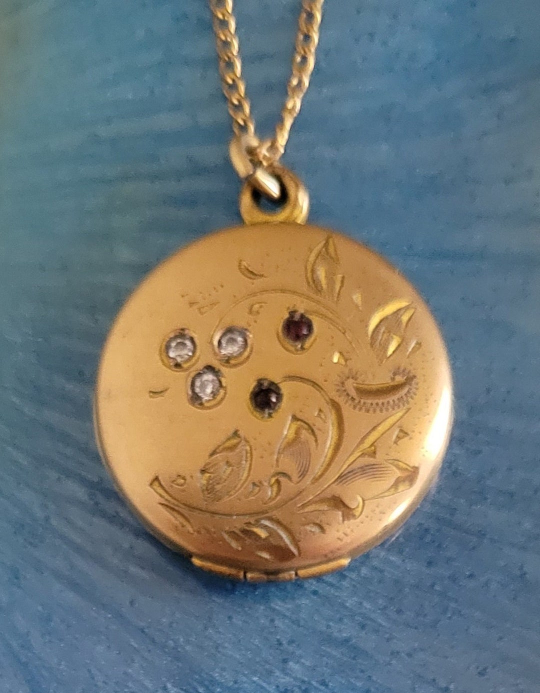 Edwardian Gold Filled Locket, Two in One Pendant, Gems and Letter M ...