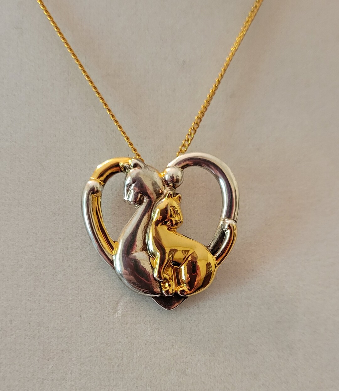 Vintage Lenox 925 Cat Pendant, Necklace, Heart - Etsy